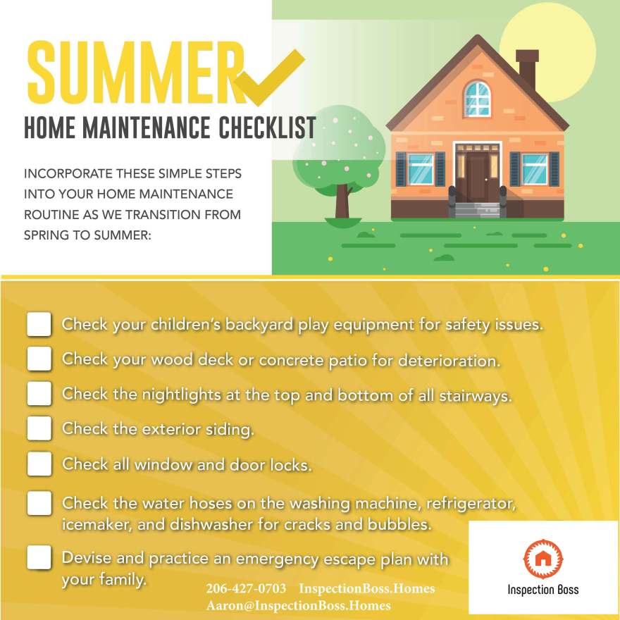 Summer Home Maintenance Checklist Inspection Boss